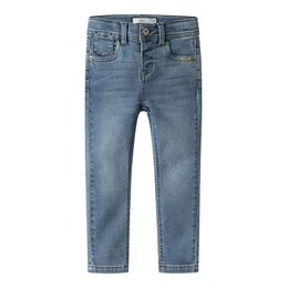 Slim-fit-Jeans name it "NMMSILAS SLIM SWE JEANS 8001-TH NOOS", Jungen, Gr. 104, N-Gr, medium blau denim, Denim/Jeans, Obermaterial: 70% Baumwolle, 27% Polyester, 3% Elasthan, unifarben, slim fit lang, Jeans Slim-fit-Jeans