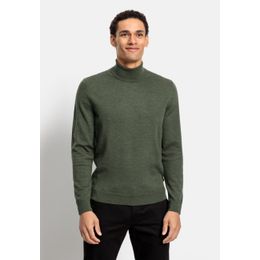 Strickpullover OLYMP "OLYMP Casual Strick", Herren, Gr. L, oliv, 100% Schurwolle, Pullover Strickpullover