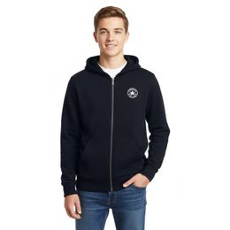 Kapuzensweatjacke Converse "CNVB FLEECE CTP CHEST CORE FZ", Jungen, Gr. 134/140, schwarz, Sweatware, Obermaterial: 60% Baumwolle, 40% Polyester, bedruckt, unifarben, normal, eingesetzt B&uuml;ndchen krempelbar, Sweatjacken, f&uuml;r Kinder