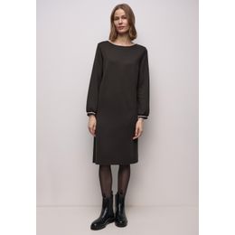 Jerseykleid Street One, Damen, Gr. 36, EURO-Gr&ouml;&szlig;en, schwarzest braun, Stoff, 70% Viskose, 25% Polyester, 5% Elasthan, unifarben, normal knielang, U-Boot-Ausschnitt, elastischer Bund, Kleider Jerseykleid, in Unifarbe