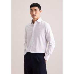 Businesshemd Seidensticker "Schwarze Rose", Herren, Gr. M (40), normale &Auml;rmell&auml;ngen, wei&szlig; (hellgrau), 100% Baumwolle, gestreift, slim fit, 2-Knopf-Manschette, Hemden, Slim 1/1 Kentkragen Gestreift