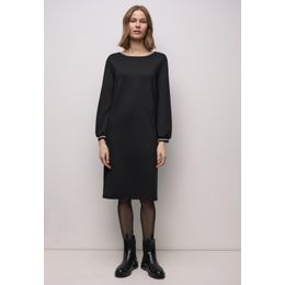 Jerseykleid Street One, Damen, Gr. 38, EURO-Gr&ouml;&szlig;en, schwarz, Stoff, 70% Viskose, 25% Polyester, 5% Elasthan, unifarben, normal knielang, U-Boot-Ausschnitt, elastischer Bund, Kleider Jerseykleid, in Unifarbe