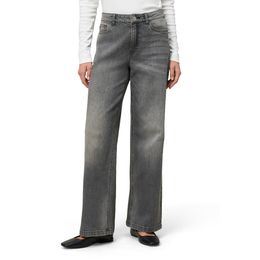 Slim-fit-Jeans Zero "Damen weites Bein 32 Inch", Damen, Gr. 42, Normalgr&ouml;&szlig;en, dunkelgrau used denim, Denim/Jeans, Obermaterial: 98% Baumwolle, 2% Elasthan; Besatz: 63% Polyacryl, 37% Polyamid; Futter: 63% Polyacryl, 37% Polyamid; F&uuml;llung: 63% Polyacryl, 37% Polyamid; &Auml;rmelfutter: 63% Polyacryl, 37% Polyamid, unifarben, figurbetont, Jeans Slim-fit-Jeans