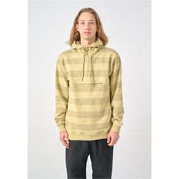 Kapuzensweatshirt Cleptomanicx "Hooded Stripe", Herren, Gr. M, gr&uuml;n (olivgr&uuml;n), 100% Baumwolle, gestreift, mehrfarbig, normal, ohne Ausschnitt, Sweatshirts, mit praktischem Half-Zip