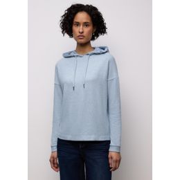 Langarmshirt Street One, Damen, Gr. 46, frosted blau meliert, Stoff, 51% Polyester, 45% Viskose, 4% Elasthan, unifarben, comfort fit normal, ohne Ausschnitt, elastischer Bund, Shirts Langarmshirt, im Melange Look