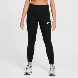 Shorts Nike Sportswear "Nike Sportswear Classic Girls' High-Waisted Leggings", Jungen, Gr. S (128/134), N-Gr, schwarz, wei&szlig;, Obermaterial: 50% Baumwolle, 42% Polyester, 8% Elasthan, Hosen Shorts, sportlicher Stil, f&uuml;r sportliche Aktivit&auml;ten und Freizeit, elastisch
