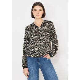 Langarmbluse Cecil, Damen, Gr. M (40), raw khaki, Stoff, 100% Viskose, gemustert, normal normal, V-Ausschnitt, elastischer Bund, Blusen, mit V-Ausschnitt