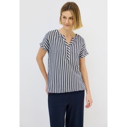 Shirtbluse Cecil, Damen, Gr. S (38), blau (urban navy blau), Stoff, 100% Viskose, gestreift, normal normal, V-Ausschnitt, abgesteppt, Blusen, 2in1 Optik