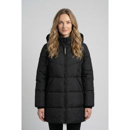 Steppmantel Icepeak "Icepeak ADAIRE", Damen, Gr. 42, basic schwarz, Obermaterial: 100% Polyester, M&auml;ntel Steppmantel, mit Daunenoptik, mit verstellbarer und abnehmbarer Kapuze, winddicht