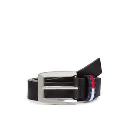 Lederg&uuml;rtel Tommy Jeans "TJW BOLD FLAG", Damen, Gr. 80, schwarz, B&uuml;ffelleder, G&uuml;rtel Lederg&uuml;rtel, Breite 3 cm