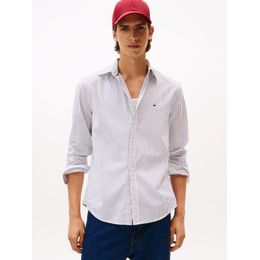 Langarmhemd Tommy Hilfiger "CORE HAIRLINE POPLIN", Herren, Gr. XXL, N-Gr, wei&szlig;, stripe, Web, Obermaterial: 100% Baumwolle, regular fit normal, 1-Knopf-Manschette, Hemden, regular fit, Button-down-Kragen, fein gestreift