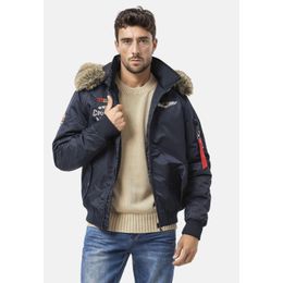 Cipo & Baxx Winterjacke CIPO & BAXX "CM229", Herren, Gr. L, navyblau, 100% Nylon, unifarben, regular fit normal, Rundhals, Jacken Winterjacke, mit mehreren Patches, Stickereien und Label-Elementen