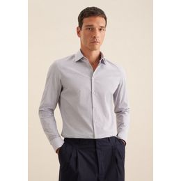Businesshemd Seidensticker "Slim", Herren, Gr. M (40), normale &Auml;rmell&auml;ngen, beige (sand), 100% Baumwolle, bedruckt, slim fit, 2-Knopf-Manschette, Hemden, Slim 1/1 Kentkragen Druck