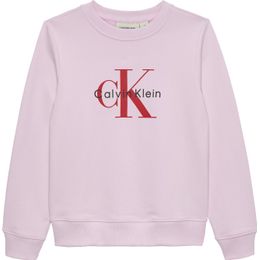 Sweatshirt Calvin Klein Jeans "CK MONOGRAM TERRY CN SWEATSHIRT", M&auml;dchen, Gr. 10 (140), pearly pink, Sweatware, Obermaterial: 100% Baumwolle, unifarben, regular fit h&uuml;ftlang, Rundhals, eingesetzt B&uuml;ndchen, Sweatshirts Sweatshirt, f&uuml;r Kinder bis 16 Jahre, Logo-Print