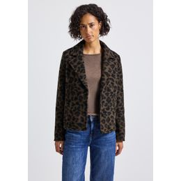 Trenchcoat Street One, Damen, Gr. 44, teddy braun, Stoff, Obermaterial: 100% Polyester. Futter: 100% Polyester, normal normal, V-Ausschnitt, abgesteppt, M&auml;ntel, mit allover Leoprint