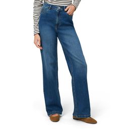 Slim-fit-Jeans Zero "Damen weites Bein 32 Inch", Damen, Gr. 34, Normalgr&ouml;&szlig;en, middle blau denim, Denim/Jeans, Obermaterial: 98% Baumwolle, 2% Elasthan; Besatz: 63% Polyacryl, 37% Polyamid; Futter: 63% Polyacryl, 37% Polyamid; F&uuml;llung: 63% Polyacryl, 37% Polyamid; &Auml;rmelfutter: 63% Polyacryl, 37% Polyamid, unifarben, figurbetont, Jeans Slim-fit-Jeans