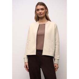 Cardigan Street One, Damen, Gr. 34, cotton beige, Web, 70% Polyester, 30% Baumwolle, unifarben, normal normal, hoch geschlossener Ausschnitt, B&uuml;ndchen, Strickjacken, mit Struktur-Muster