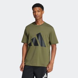 T-Shirt adidas Sportswear "M BL SJ T", Herren, Gr. S, gr&uuml;n (olive strata, schwarz), Obermaterial: 100% Baumwolle, normal, Rundhals, Shirts T-Shirt, klassische Silhouette, mit Rundhalsausschnitt