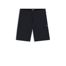 Pyjamashorts BOSS "Waffle Shorts", Damen, Gr. M, N-Gr, blau (dunkelblau 403), Jersey, Obermaterial: 60% Baumwolle, 40% Polyester, lang, Hosen