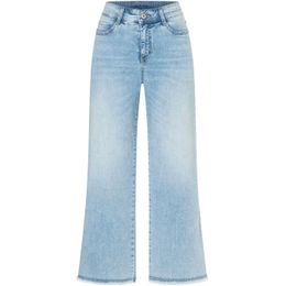 Weite Jeans MAC "DREAM WIDE", Damen, Gr. 36, N-Gr, light azure blau, Web, Obermaterial: 75% Baumwolle, 12% Modal, 9% Polyester, 4% Elasthan, Jeans, mit Fransen am Saum