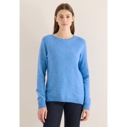 Strickpullover Cecil, Damen, Gr. XL (44), fountain blau melange, Web, 37% Baumwolle, 34% Polyacryl, 26% Polyester, 3% Elasthan, unifarben, comfort fit normal, U-Boot-Ausschnitt, Rippb&uuml;ndchen, Pullover Strickpullover, mit U-Boot-Ausschnitt
