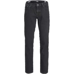 Jack & Jones Regular-fit-Jeans JACK & JONES JUNIOR "JJICLARK JJORIGINAL MF 412 NOOS JNR", Jungen, Gr. 128, N-Gr, schwarz (schwarz denim), Denim/Jeans, Obermaterial: 100% Baumwolle, unifarben, regular fit kn&ouml;chellang, Jeans