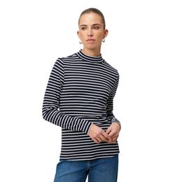 Kurzarmshirt Zero "Damen mit Stehkragen", Damen, Gr. 34, dunkelblaucream, Jersey, Obermaterial: 95% Baumwolle, 5% Elasthan, bedruckt, figurbetont normal, eng, Shirts, Plain/ohne Details
