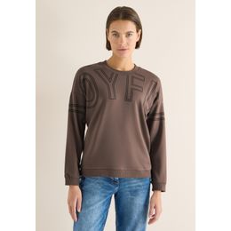 Langarmshirt Cecil, Damen, Gr. XS (36), urban taupe, Web, 72% Viskose, 25% Polyester, 3% Elasthan, unifarben, normal normal, Rundhals, B&uuml;ndchen, Shirts Langarmshirt, mit Frontprint