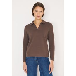Langarmshirt Cecil, Damen, Gr. S (38), urban taupe, Web, 78% Baumwolle, 16% Polyester, 6% Elasthan, unifarben, normal normal, V-Ausschnitt, abgesteppt, Shirts Langarmshirt, aus Baumwolle mit Stretchante