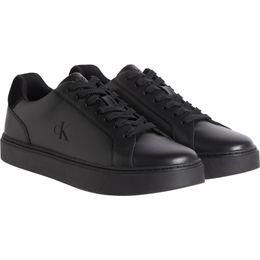 Sneaker Calvin Klein Jeans "CLASSIC CUPSOLE LACEUP LTH", Herren, Gr. 44, schwarz, schwarz, Leder, unifarben, Schuhe Sneaker, Schn&uuml;rschuh, Halbschuh, Freizeitschuh mit seitlichem CK-Logo