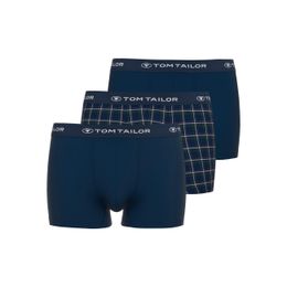 Retro Pants Tom Tailor "Buffer", Damen, Gr. 4S, blau (blau, dunkel, karo), Single Jersey, Obermaterial: 95% Baumwolle, 5% Elasthan, eng, Unterhosen, bequem, eng, mit Logobund, mit Print, Baumwollmix