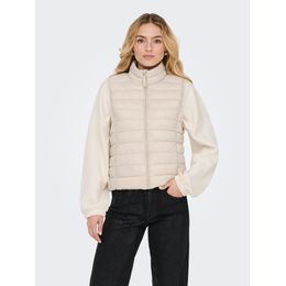 Steppweste Only "ONLTAHIA LW QUILTED WAISTCOAT OTW CC OTW", Damen, Gr. M, pumice stone, Steppware, Obermaterial: 100% Nylon, unifarben, regular fit normal, Westen Steppweste, leicht gl&auml;nzende Oberfl&auml;che