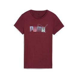 T-Shirt Puma "GRAPHIC STACKED TEE", Damen, Gr. S, ruby shimmer, Jersey, Obermaterial: 100% Baumwolle, bedruckt, regular fit normal, Rundhals, Shirts T-Shirt, Regular Fit, Rundhalsausschnitt, mit kreativem Print, Kurzarm