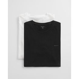 Kurzarmshirt Gant "C-NECK T-SHIRT 2-PACK", Herren, Gr. L, schwarz-wei&szlig; (schwarz, wei&szlig;), Web, Obermaterial: 100% Baumwolle, unifarben, regular fit normal, Rundhals, eingesetzt abgesteppte Kante, Shirts, Mit Rundhalsausschnitt
