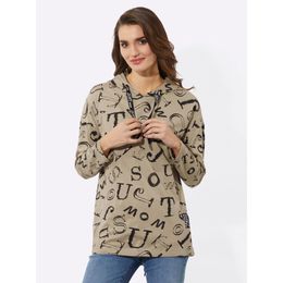 Longshirt Inspirationen "Longshirt", Damen, Gr. 40, braun (schlamm, schwarz), 100% Baumwolle, gemustert, mehrfarbig, Shirts Longshirt