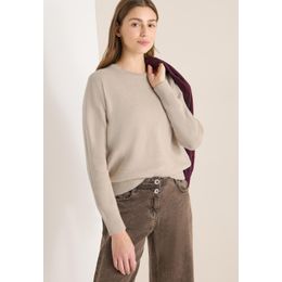 Strickpullover Cecil, Damen, Gr. S (38), desert beige melange, Strick, Obermaterial: 100% Baumwolle, unifarben, normal h&uuml;ftbedeckend, Rundhals, B&uuml;ndchen, Pullover Strickpullover, Sweatshirt mit Rundhals