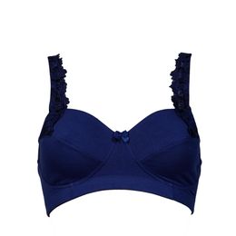 B&uuml;gelloser BH ELBRINA, Damen, Gr. 100, Cup C, dunkelblau, Obermaterial: 95% Baumwolle, 5% Elasthan, BHs