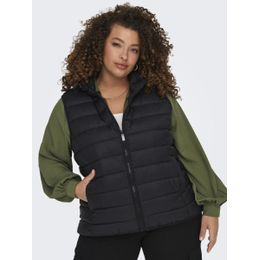 Steppweste Only CARMAKOMA "CARNEW TAHOE HOOD WAISTCOAT CC OTW NOOS", Damen, Gr. L (50/52), schwarz, Web, Obermaterial: 100% Nylon, unifarben, Westen Steppweste