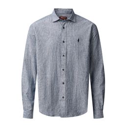 Leinenhemd MCS "MCS linen shirt Pasadena", Herren, Gr. L, Normalgr&ouml;&szlig;en, schwarz sapphire, Obermaterial: 55% Leinen, 45% Baumwolle, Hemden