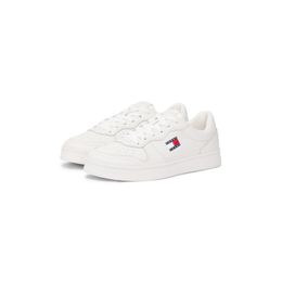 Plateausneaker Tommy Jeans "THE GREENWICH", Herren, Gr. 37, wei&szlig;, Leder, Lederimitat, Schuhe Plateausneaker, Schn&uuml;rschuh, Halbschuh, Freizeitschuh mit Ziern&auml;hten
