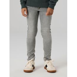 Slim-fit-Jeans name it "NKMTHEO XSLIM JEANS 1280-GY NOOS", Jungen, Gr. 134, N-Gr, light grau denim, Denim/Jeans, Obermaterial: 68% Baumwolle, 27% Polyester, 3% Viskose, 2% Elasthan, unifarben, slim fit kn&ouml;chellang, Jeans Slim-fit-Jeans