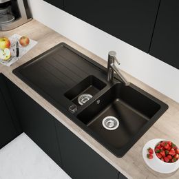 evineo line 400 K&uuml;chensp&uuml;le mit Restebecken und Ablage B: 100 T: 50 cm, PID150BL,
