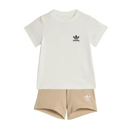 adidas originals Trainingsanzug 'Trefoil Essentials' Jungen Gr&ouml;&szlig;e 92 beige / schwarz / wei&szlig;