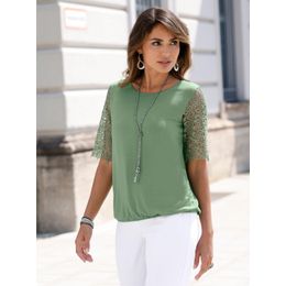 WITT Damen Spitzenshirt mit 95% Viskose, eucalyptus, Gr&ouml;&szlig;e 36
