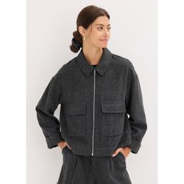 bonprix Kurze Jacke, grau, mit Baumwolle