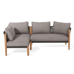 Tchibo - Lounge-Ecke mit Textilgeflecht - 209x134,5x65cm - anthrazit - Eukalyptusholz / Kunststoff / Polypropylen