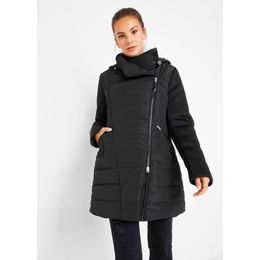 bonprix Steppjacke, schwarz, Gr.38, Figurschmeichelnde Jacke mit asymmetrischem Rei&szlig;erverschluss und &Auml;rmeln
