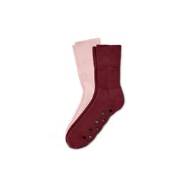 Tchibo - 2 Paar Stoppersocken - Damen - Gr. 35-38 - dunkelrot