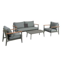 Leco Lounge-Set inkl. Tisch - 180x75x75cm - anthrazit - Aluminium / Polyester / Schaumstoff