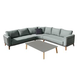 Leco Lounge-Ecke inkl. Tisch &raquo;Moss&laquo; - 284x284x62cm - anthrazit - Aluminium / Polyester / Schaumstoff